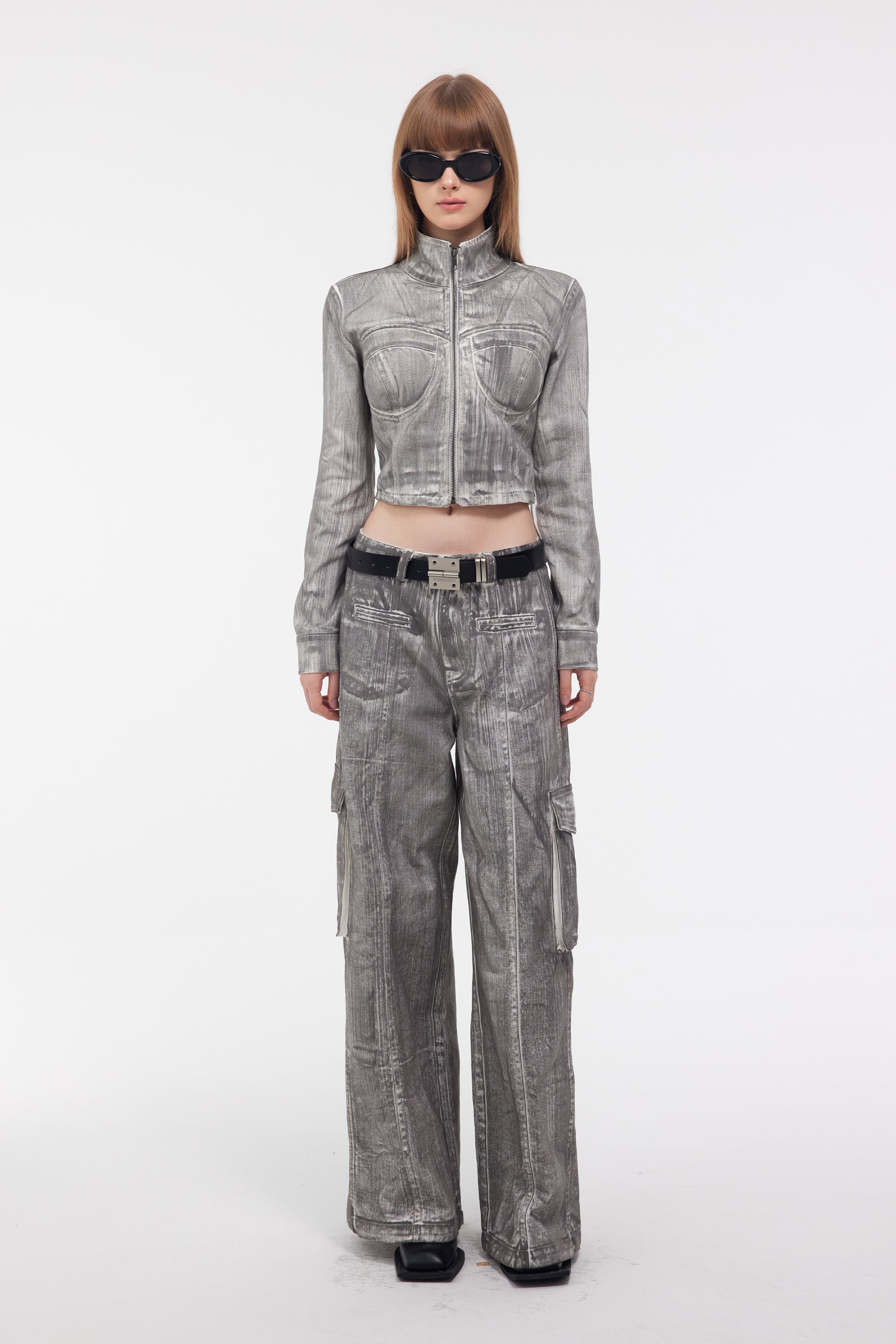YJ1NGZYZJ Denim Corset Jacket In Scrawl – Basia Mille